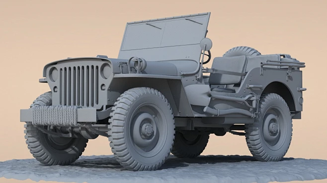 Willys Jeep, Rudolf Herstek : Highly detailed low poly model of Willys ...