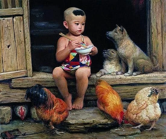 摄影 绘画 吃饭的小男孩儿。。。-花瓣网