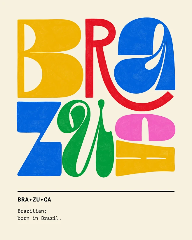 Brazil colorful expressive identity lettering poster Poster Design ...