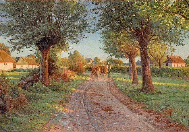 Peder Mork Monsted （1859-1941）丹麦的现实主义画家 以画风景画而著名，他是一个浪漫主义者，以描绘壮丽的景观和古迹方面见长的艺术家，对细节和色彩把握深有研究。 整理 ...