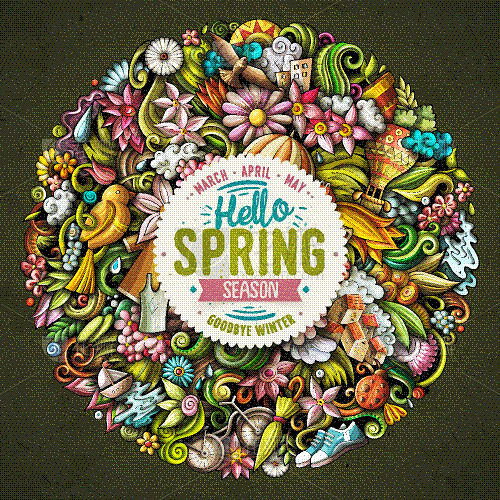 spring hand drawn doodles