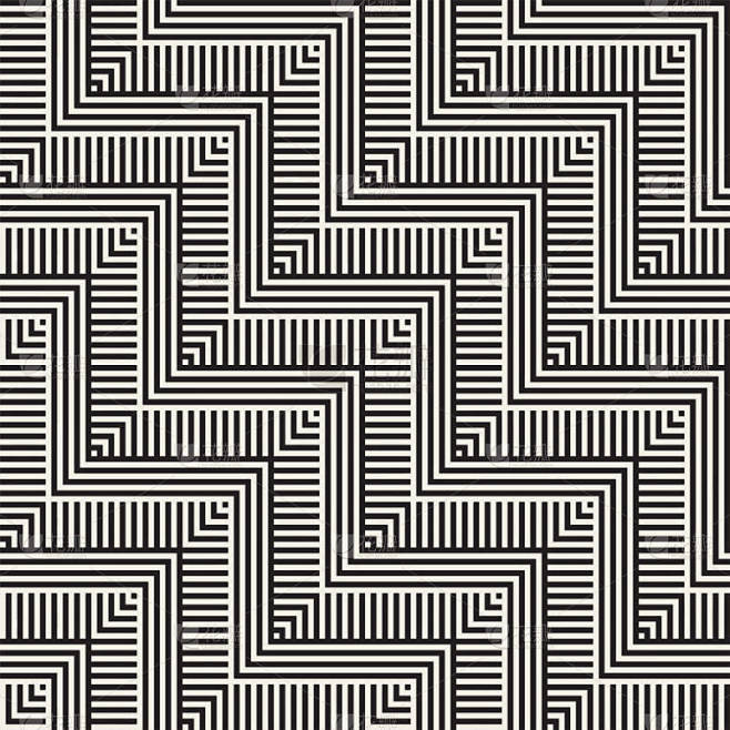 抽象的曲折平行条纹。时尚的民族饰品。矢量无缝模式.