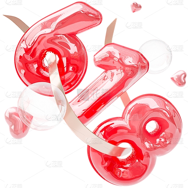 618年中大促通用3D立体C4D气球材质618数字艺术字元素素材