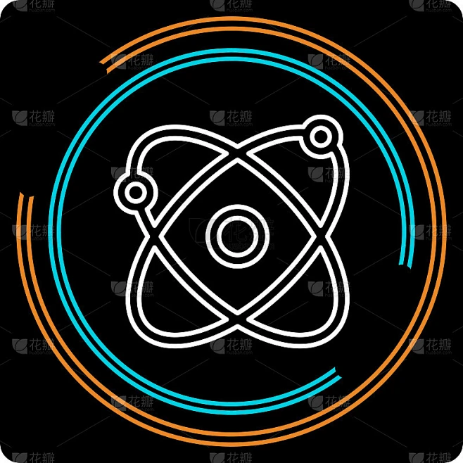 Simple Atom Thin Line Vector Icon素材-花瓣网