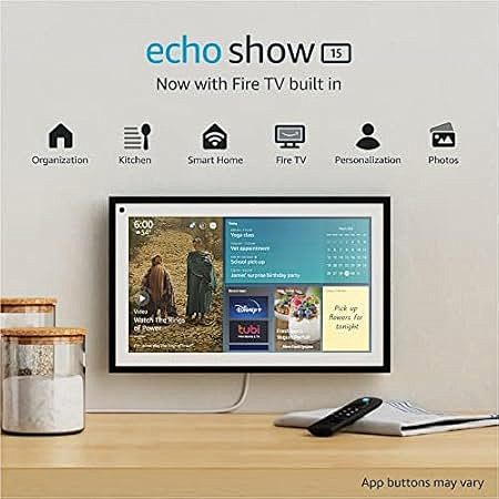 Amazon Echo Show 15 | 全高清 15.6 英寸智能显示屏，内置 Alexa 和 Fire TV | 附赠遥控器
