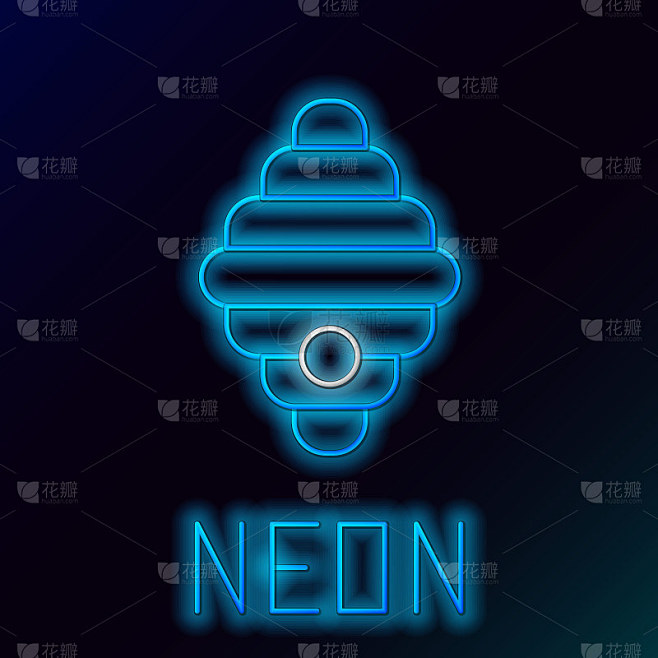 Blue glowing neon line Hive for bees icon isolated