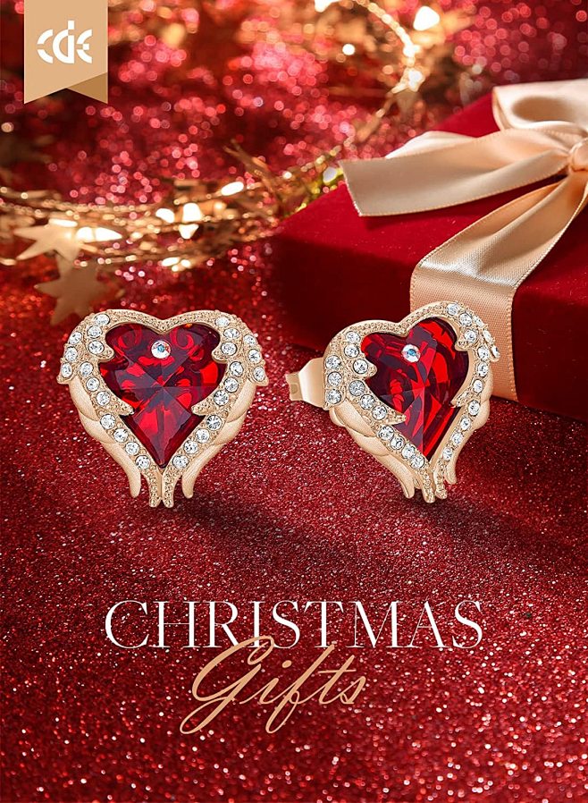 Amazon.com: CDE Angel Wing Womens Earrings Rose Gold Plated Studs ...