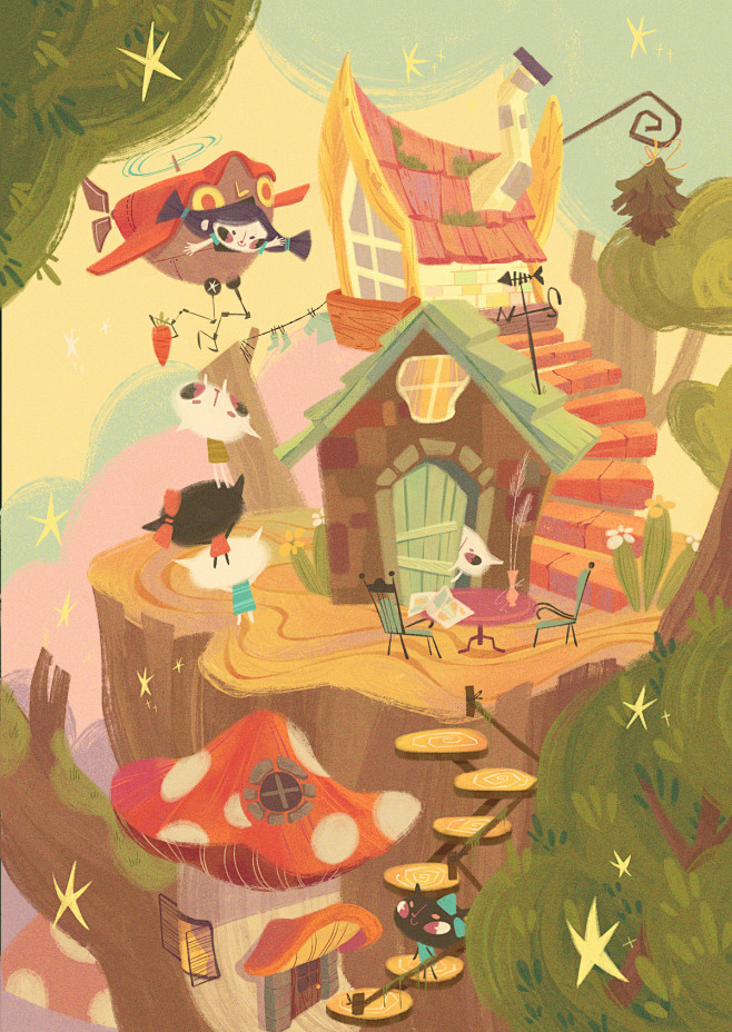 小树屋_长秧__插画师作品_涂鸦王国gracg.com