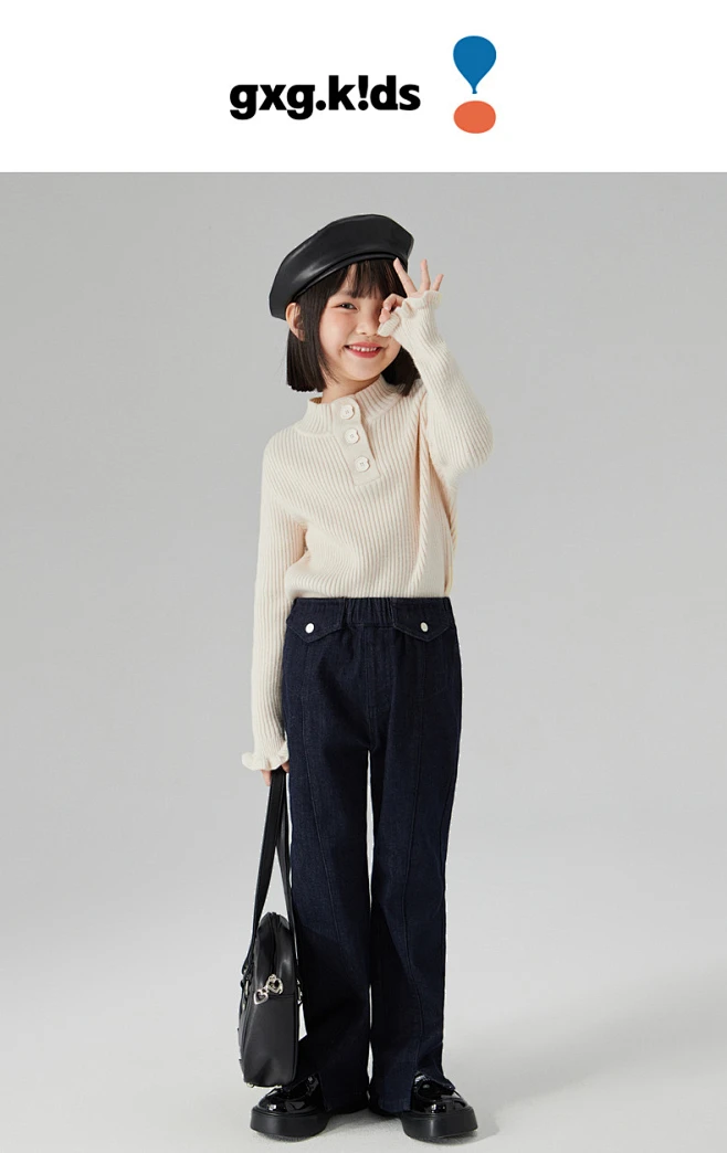 gxgkids童装女童毛衣22冬新款高领针织衫半开襟纯色毛衫打底衫-tmall.com天猫-花瓣网