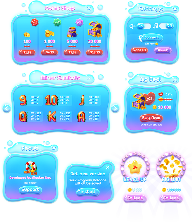 Aqua Slot Game Full Pack It is complete GUI pack for making Slot and