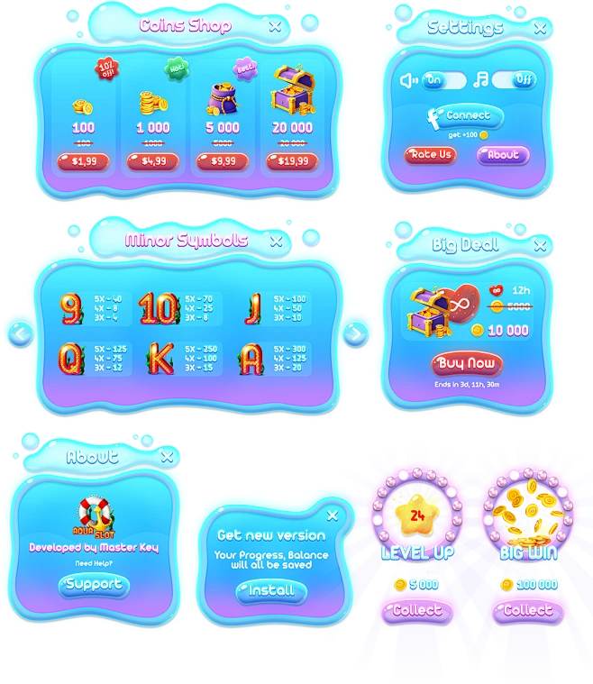 Aqua Slot Game Full Pack : It is complete GUI pack for making Slot and ...