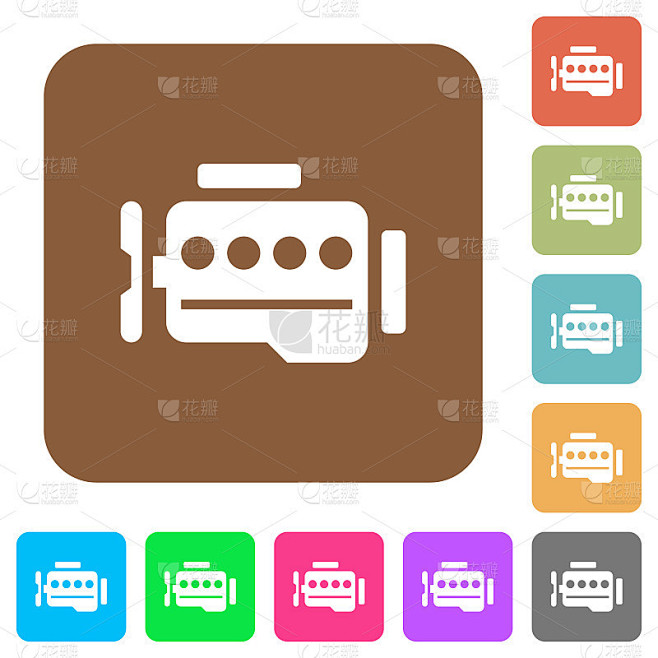 Engine symbol rounded square flat icons
