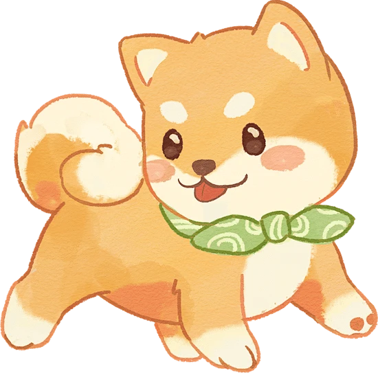 宠物水彩手绘插画-戴蝴蝶结的柴犬-花瓣网