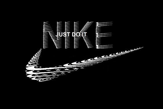 Nike, name, designed, with it's logo.