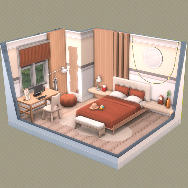 其中包括图片：I tried to build a warm bedroom for my sim, what do you think