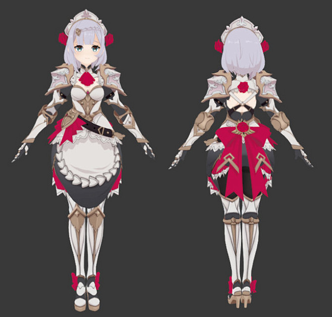 【原神】诺艾尔女仆rose-aka-noelle性感女骑士玫瑰3d游戏角色模型-美酷网-花瓣网