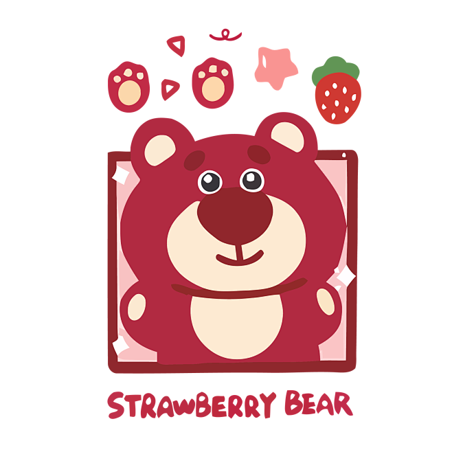 卡通可爱草莓熊PNG元素