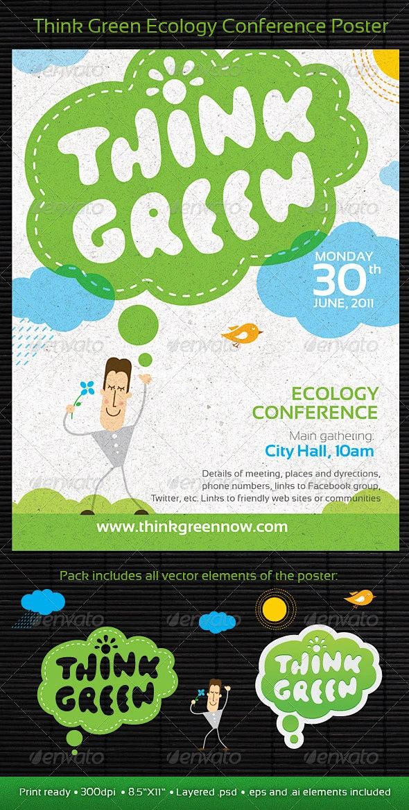 Think Green Ecology Conference Poster/Flyer Templa - Print Templates ...