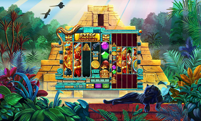 "Aztec adventure" game art : art for an online slot game