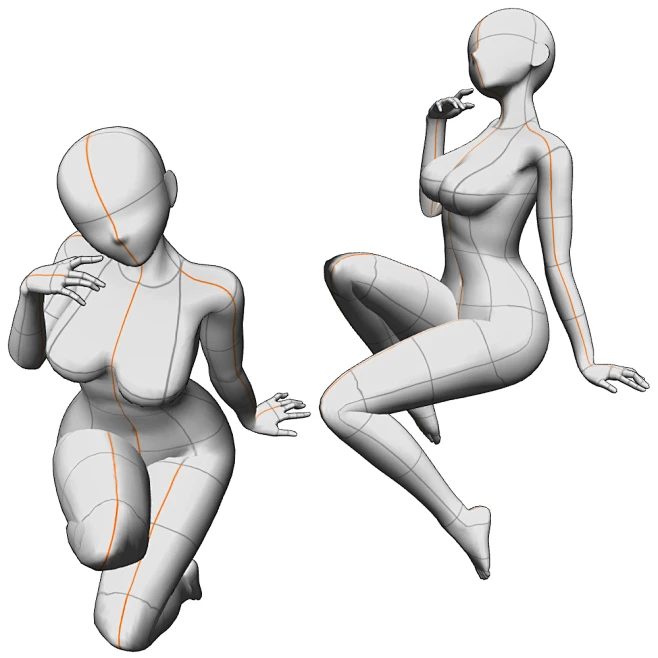 Sexy sitting pose 1 - CLIP STUDIO ASSETS-花瓣网