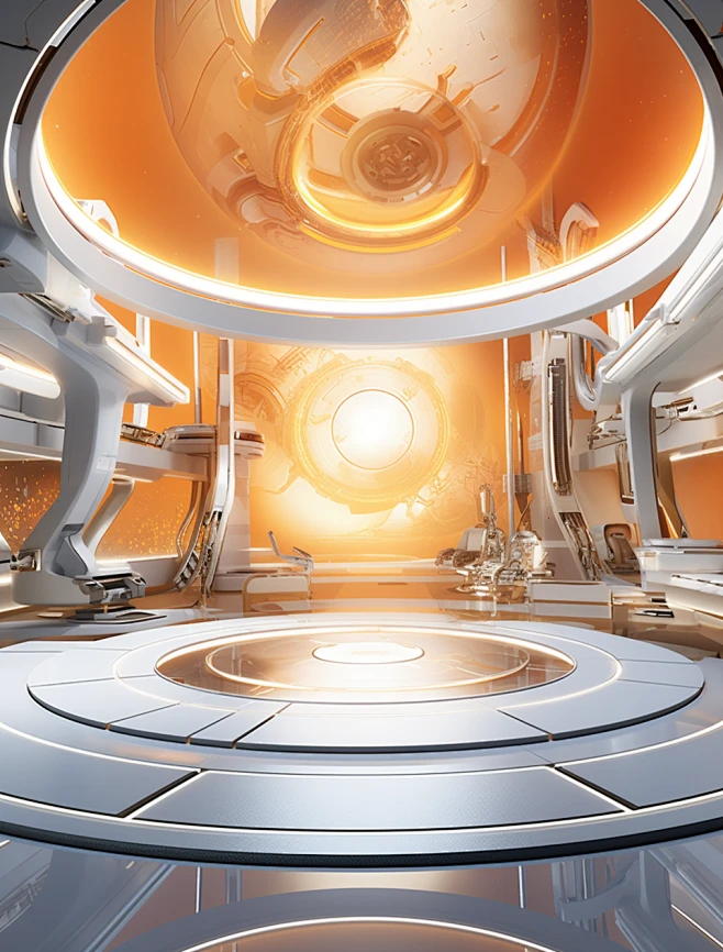 a room inside a futuristic technology studio, in the style of light ...