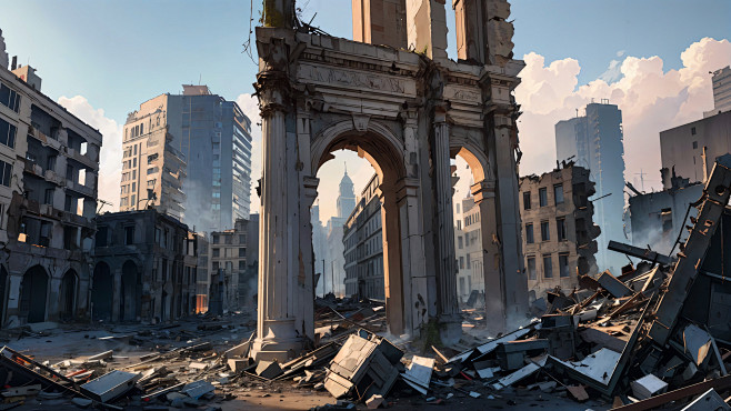 战争末日废墟城市建筑
