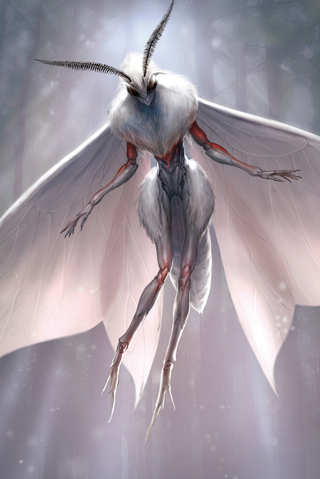 不明生物·天蛾人：天蛾人是一种不明的奇异生物，可以隐形，大多数看到天蛾人的人都将其描述成有翅膀的人形生物，有翼，有一对可怕的折射红色光芒的眼睛。