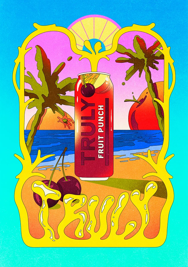 afiche color commercial ILLUSTRATION lettering poster truly-花瓣网