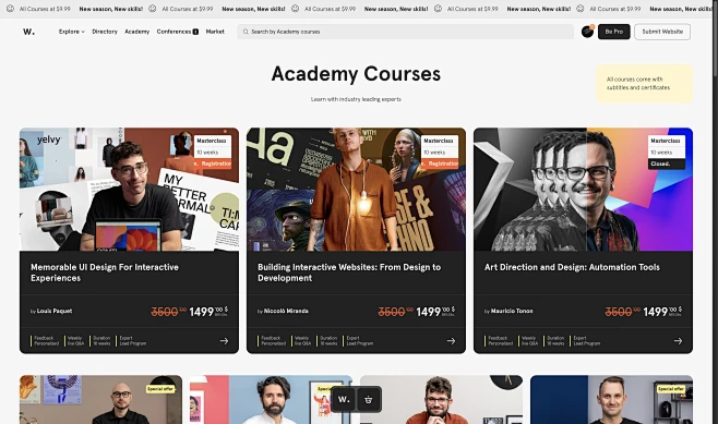 Awwwards Academy - Online Web Design Courses, UX, UI, and Programming-花瓣网