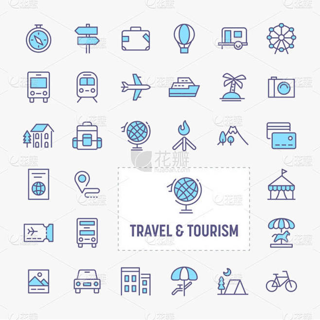 旅游与旅游最小图标集