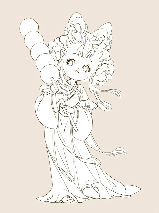 30天Q版古风线稿团练来啦～