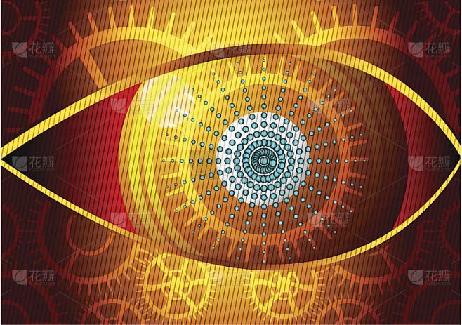 Vector eye design concept curved lines and gear go