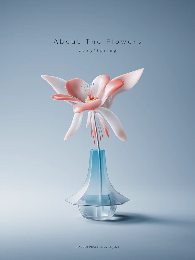 3D c4d cinema 4d flower octane Render-花瓣网