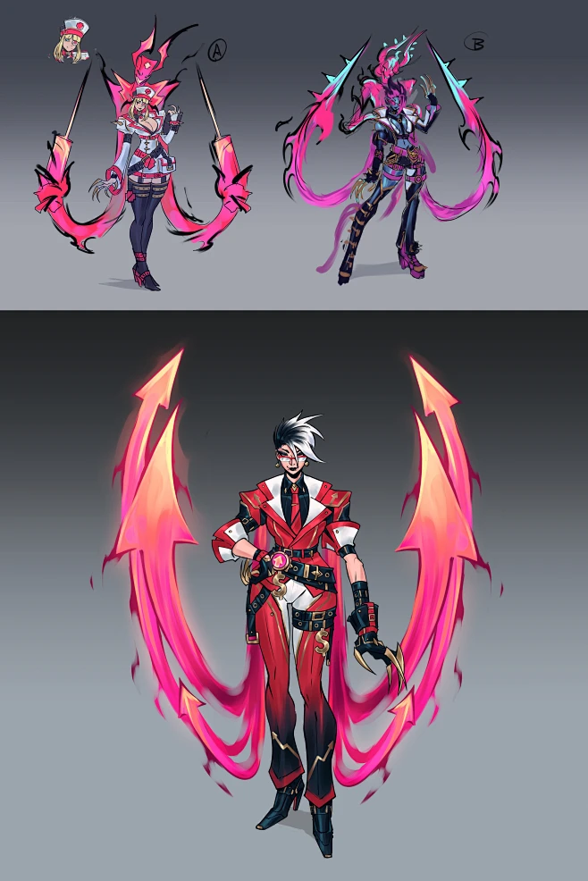 痛苦之拥 伊芙琳：斗魂觉醒（初期概念）——Art.拳头Riot原画设计：Ricardo 'Azulazuli' Coelho-花瓣网