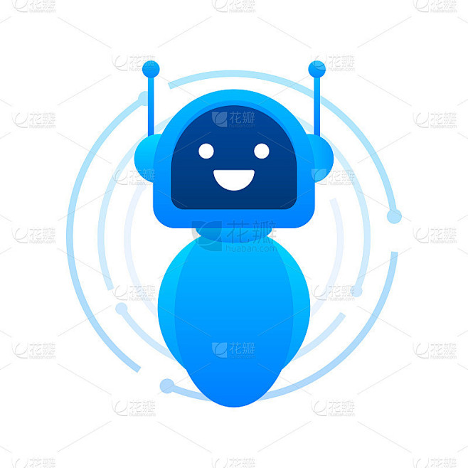 机器人图标。机器人标志设计。Chatbot象征的概念。语音支持服务机器人。在线支持机器人。矢量插图。