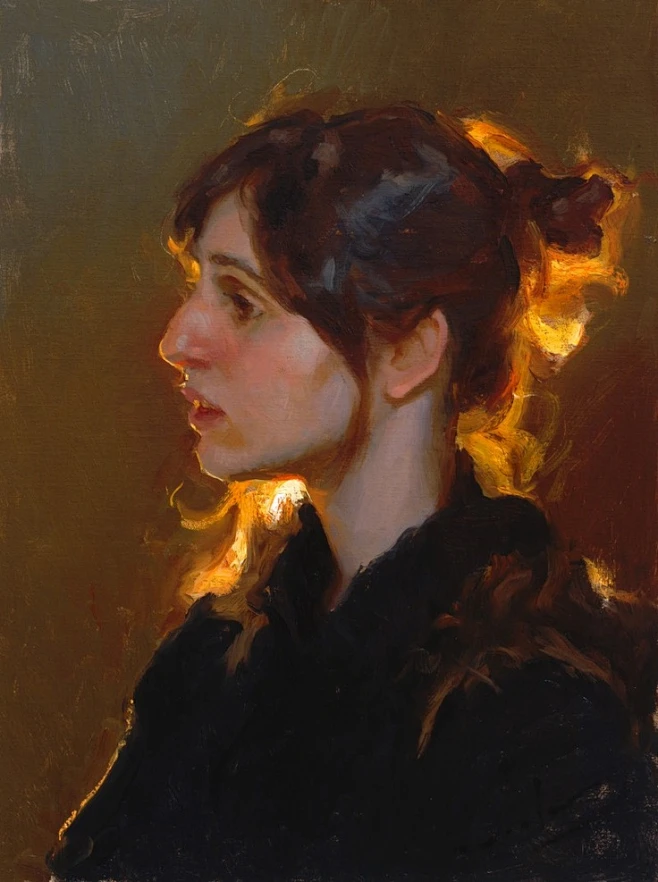Mike Malm | Thoughtful | Oil on Canvas 12 x 16 inches-花瓣网
