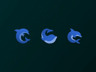 Dolphins Gone Digital icon logo branding sketch whale dolphin-花瓣网