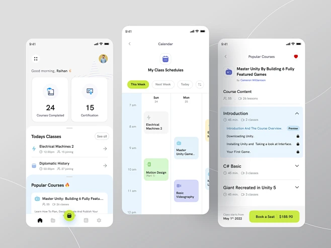 Education App app design calendar courses e-learning educare education ...
