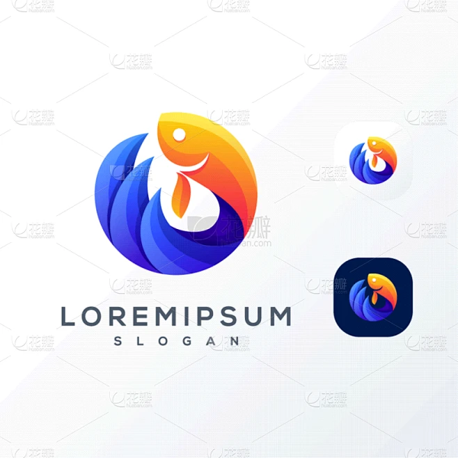 colorful fish wave logo design ready to use素材-花瓣网