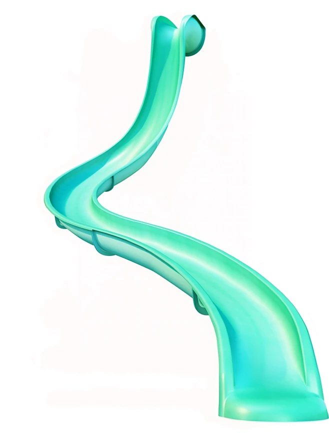 Modeling, isolated blue-green water slide on a white background, Kawaii ...