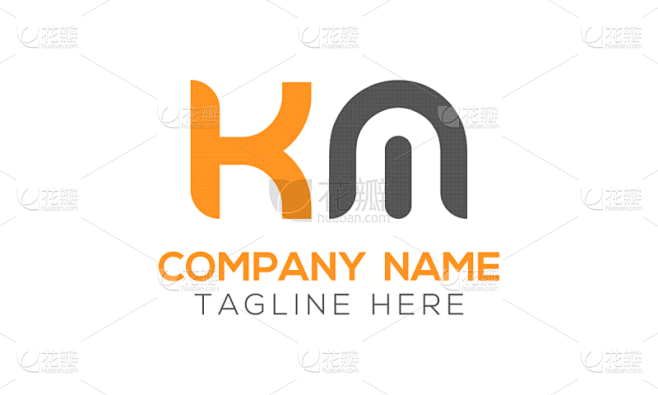 initial alphabet km logo design template abstract