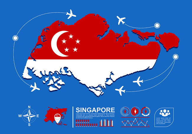 扁平新加坡地图