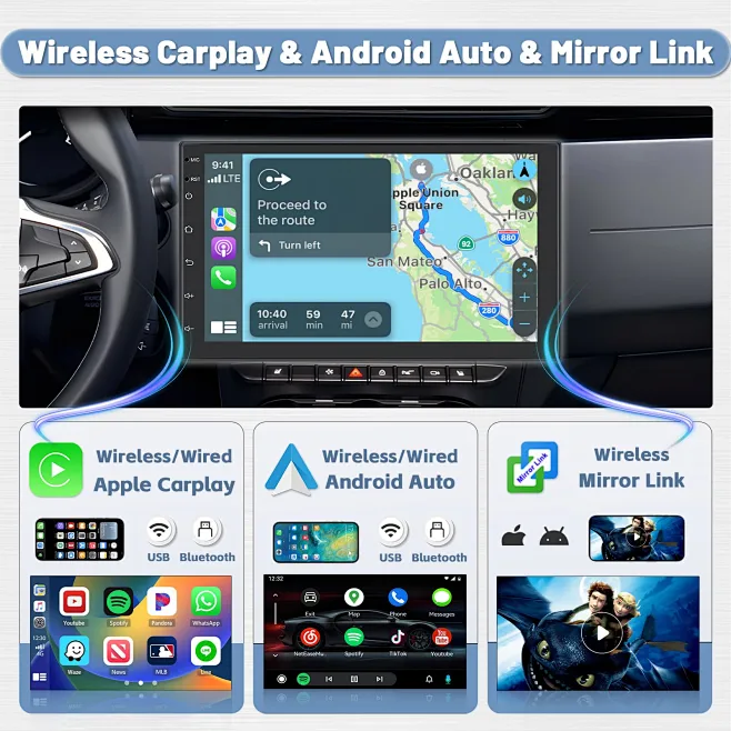 Amazon.com: 4+64GB Newest Android 13 Double Din Car Stereo Wireless ...