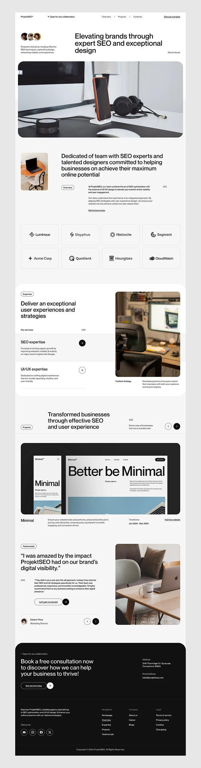 This contains: A dynamic Squarespace website design by ProjektSEO ...