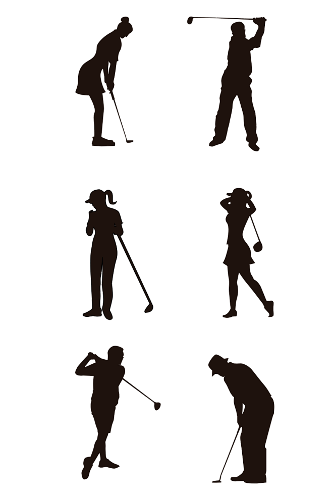 创意高尔夫人物剪影素材 人矢量图