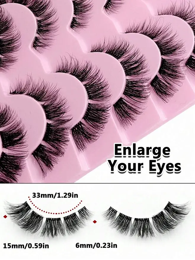 14 Pairs Natural False Eyelashes Clear Band Lash Extension Cat Eye Effect Fluffy & Soft Lashes ...