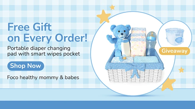 Cartoon Baby Shop Giveaway Ecommerce Banner素材-花瓣网