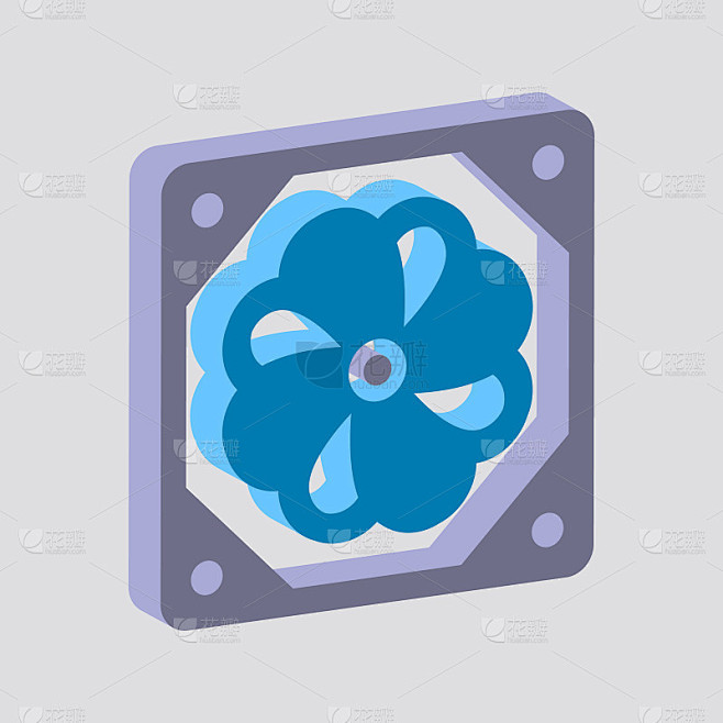 Fan icon.Isometric and 3D view.