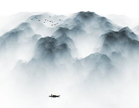 意境水墨山水画-花瓣网