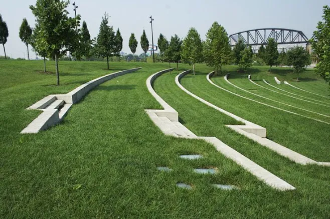 Amphitheater Landscape Elements, Green Landscape, Contemporary ...